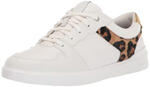 cole haan womens grand crosscourt mdrn tennis sneaker, white/ocelot/metallic gold, 8.5 us