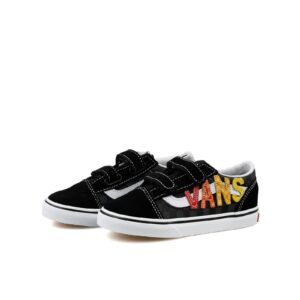 Vans Toddler Old Skool Sneaker, (Flame Logo Repeat) Black/Multi, Size 5 Toddler