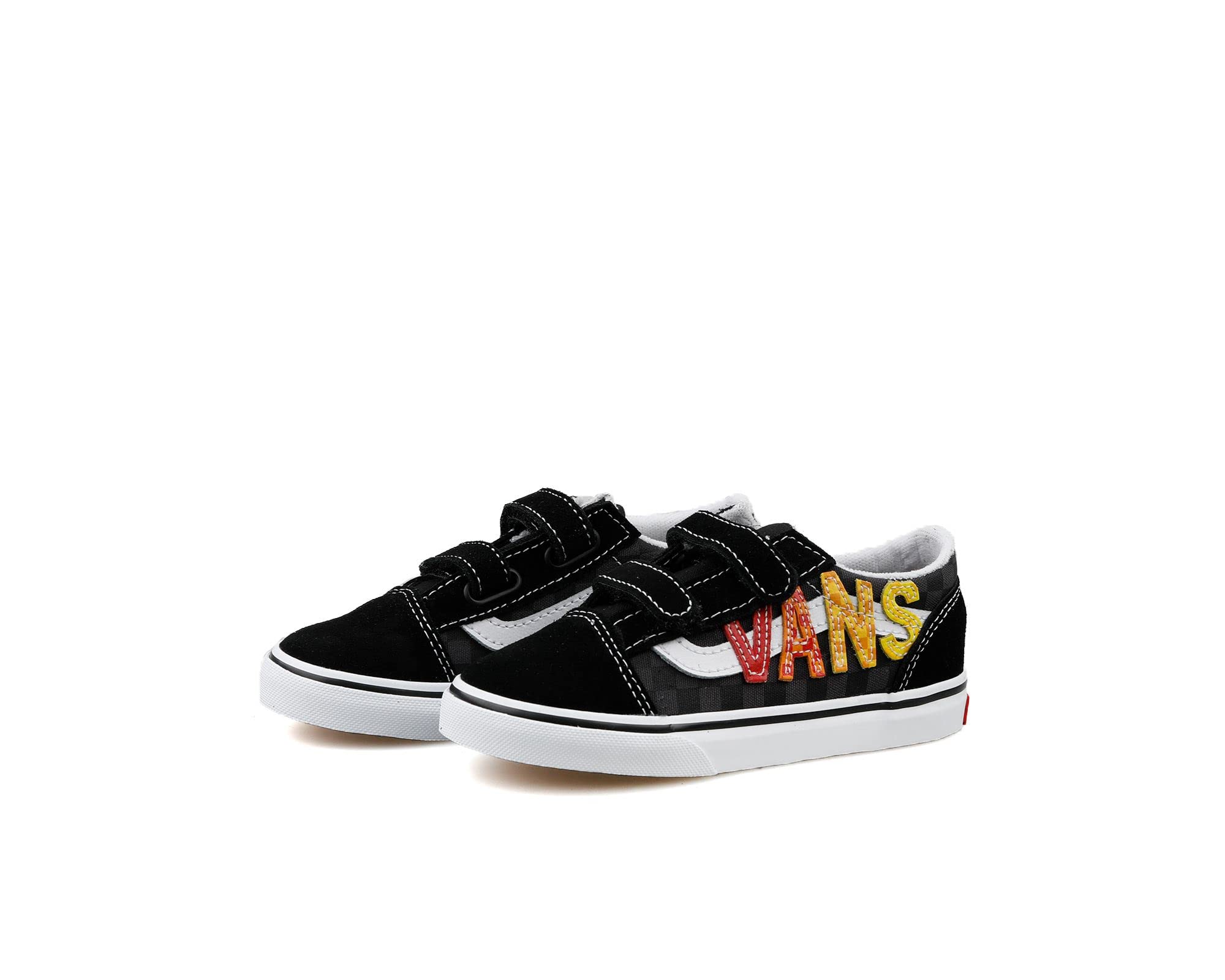 Vans Toddler Old Skool Sneaker, (Flame Logo Repeat) Black/Multi, Size 5 Toddler