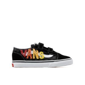 Vans Toddler Old Skool Sneaker, (Flame Logo Repeat) Black/Multi, Size 5 Toddler