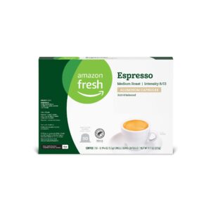 Amazon Fresh Espresso Medium Roast Aluminum Capsules, Compatible with Nespresso Original Brewers, Intensity 8/13, 50 Count (5 Packs of 10)