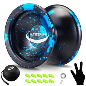 watieoboo unresponsive yoyo professional, aluminum yoyo for kids, beginner yoyo ball, for advanced yo-yos players with u type kk bearing + yo-yo storage bag + glove and 10 replacement yoyos strings