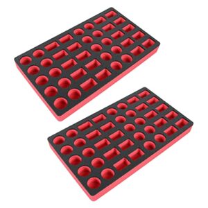 Polar Whale 2 Lotion and Body Spray Stand Organizers Large Tray Red and Black Durable Foam Washable Waterproof Insert for Home Bathroom Bedroom Office 23.25 x 13.5 x 2 Inches 40 Slots 2pc Pair Set