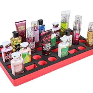 Polar Whale 2 Lotion and Body Spray Stand Organizers Large Tray Red and Black Durable Foam Washable Waterproof Insert for Home Bathroom Bedroom Office 23.25 x 13.5 x 2 Inches 40 Slots 2pc Pair Set