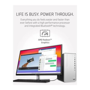 HP Pavilion Desktop PC, AMD Ryzen 5 5600G, 12 GB RAM, 512 GB SSD, Windows 11 Home, Wi-Fi 5 & Bluetooth Connectivity, 9 USB Ports, Wired Keyboard and Mouse Combo, Pre-Built PC Tower (TP01-2040, 2022)