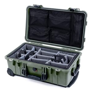 pelican color case od green & black pelican 1510 case with grey cvpkg dividers & mesh lid organizer.