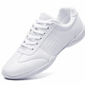 kkdom Adult & Youth White Cheerleading Shoe Athletic Dance Shoes Tennis Sneakers Sport Training Cheer Shoes White US Size 4.5/EU Size 35