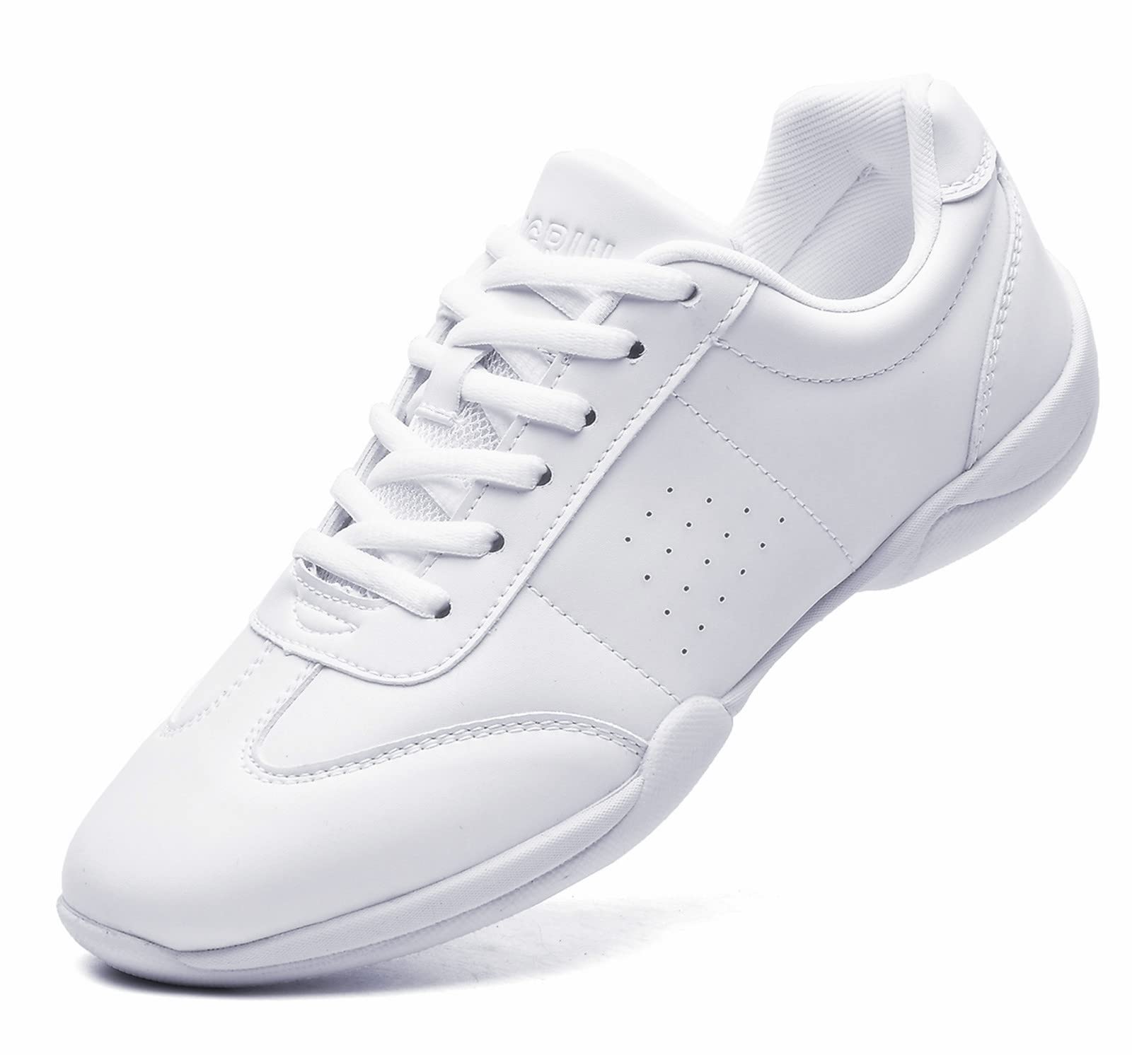 kkdom Adult & Youth White Cheerleading Shoe Athletic Dance Shoes Tennis Sneakers Sport Training Cheer Shoes White US Size 4.5/EU Size 35