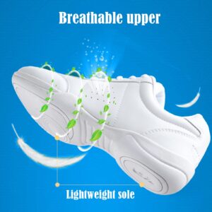 kkdom Adult & Youth White Cheerleading Shoe Athletic Dance Shoes Tennis Sneakers Sport Training Cheer Shoes White US Size 4.5/EU Size 35