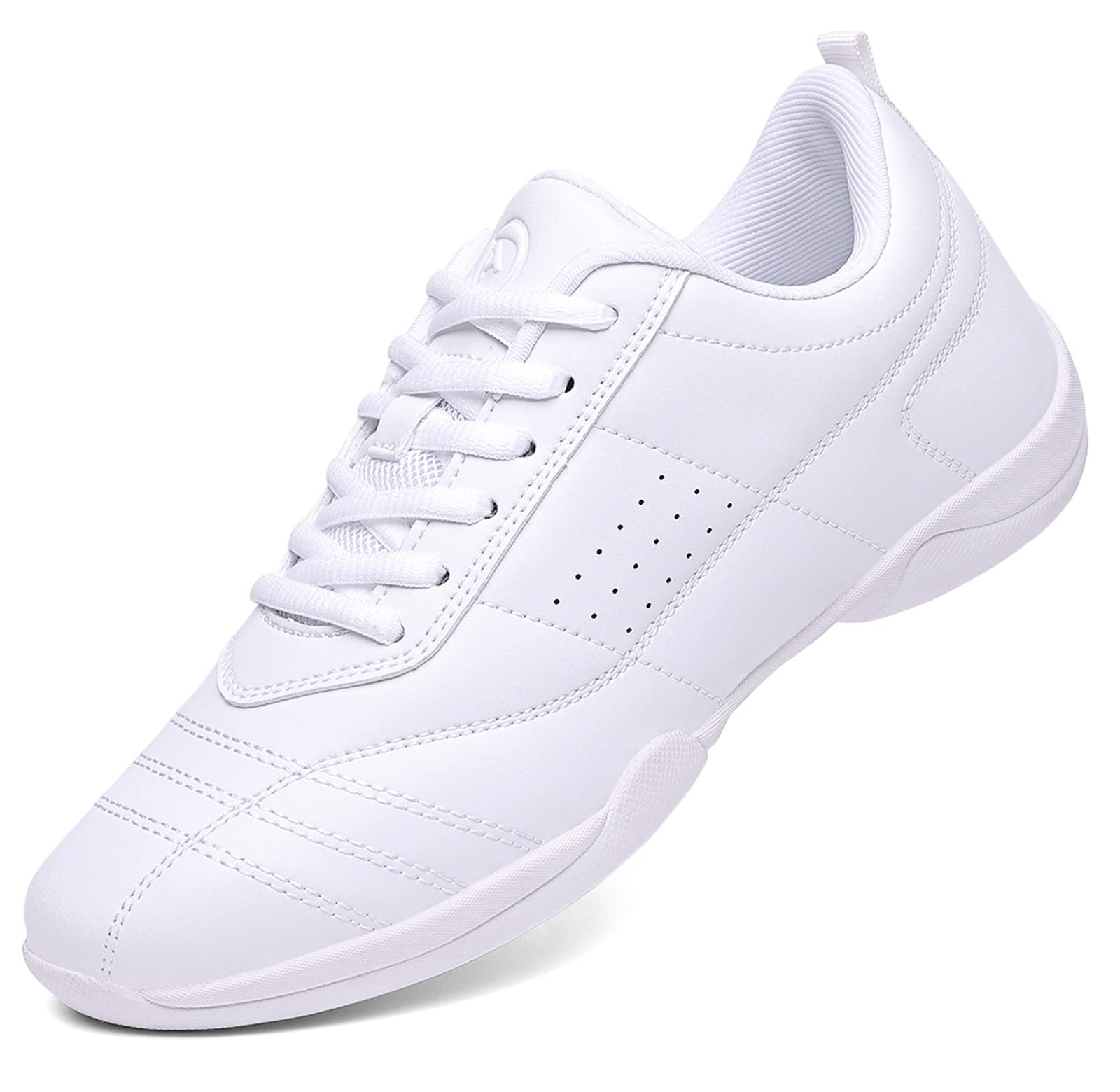 kkdom Adult & Youth White Cheerleading Shoes Athletic Dance Sport Training Shoes Competition Tennis Sneakers Cheer Shoes White US Size 8/EU Size 40