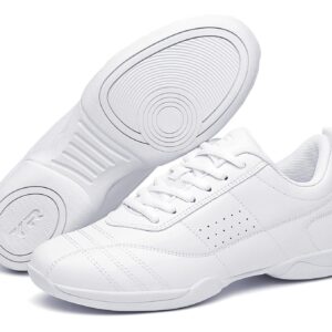 kkdom Adult & Youth White Cheerleading Shoes Athletic Dance Sport Training Shoes Competition Tennis Sneakers Cheer Shoes White US Size 8/EU Size 40