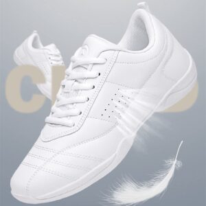 kkdom Adult & Youth White Cheerleading Shoes Athletic Dance Sport Training Shoes Competition Tennis Sneakers Cheer Shoes White US Size 8/EU Size 40