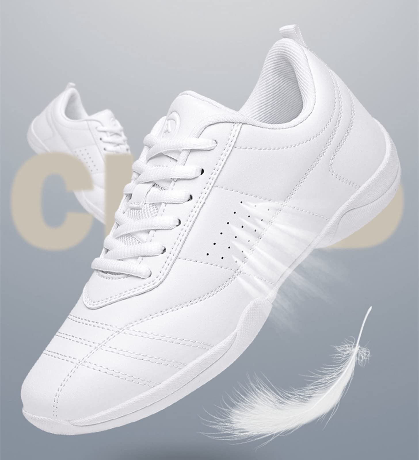 kkdom Adult & Youth White Cheerleading Shoes Athletic Dance Sport Training Shoes Competition Tennis Sneakers Cheer Shoes White US Size 8/EU Size 40