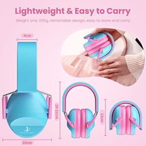 RIIKUNTEK Kids Ear Protection Safety Ear Muffs, Hearing Protectors Noise Cancelling Headphones for Kids, 26dB SNR Noise Reduction Earmuffs for Sports Events, Concerts, Fireworks, Air Shows - Pink