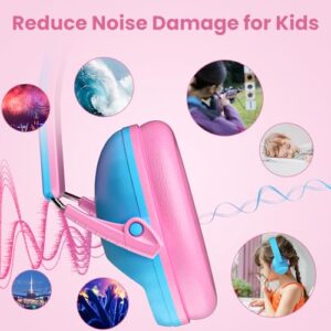 RIIKUNTEK Kids Ear Protection Safety Ear Muffs, Hearing Protectors Noise Cancelling Headphones for Kids, 26dB SNR Noise Reduction Earmuffs for Sports Events, Concerts, Fireworks, Air Shows - Pink