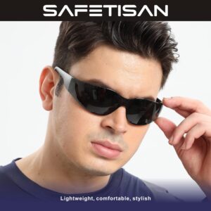 SAFETISAN Tinted Safety Glasses Bulk, 24 Pack, Protective Shaded Safety Goggles, UV Protection Sunglasses, Scratch & Impact Resistant Dark Smoke Lense | Perfect for Construction, Shooting, Lab Work