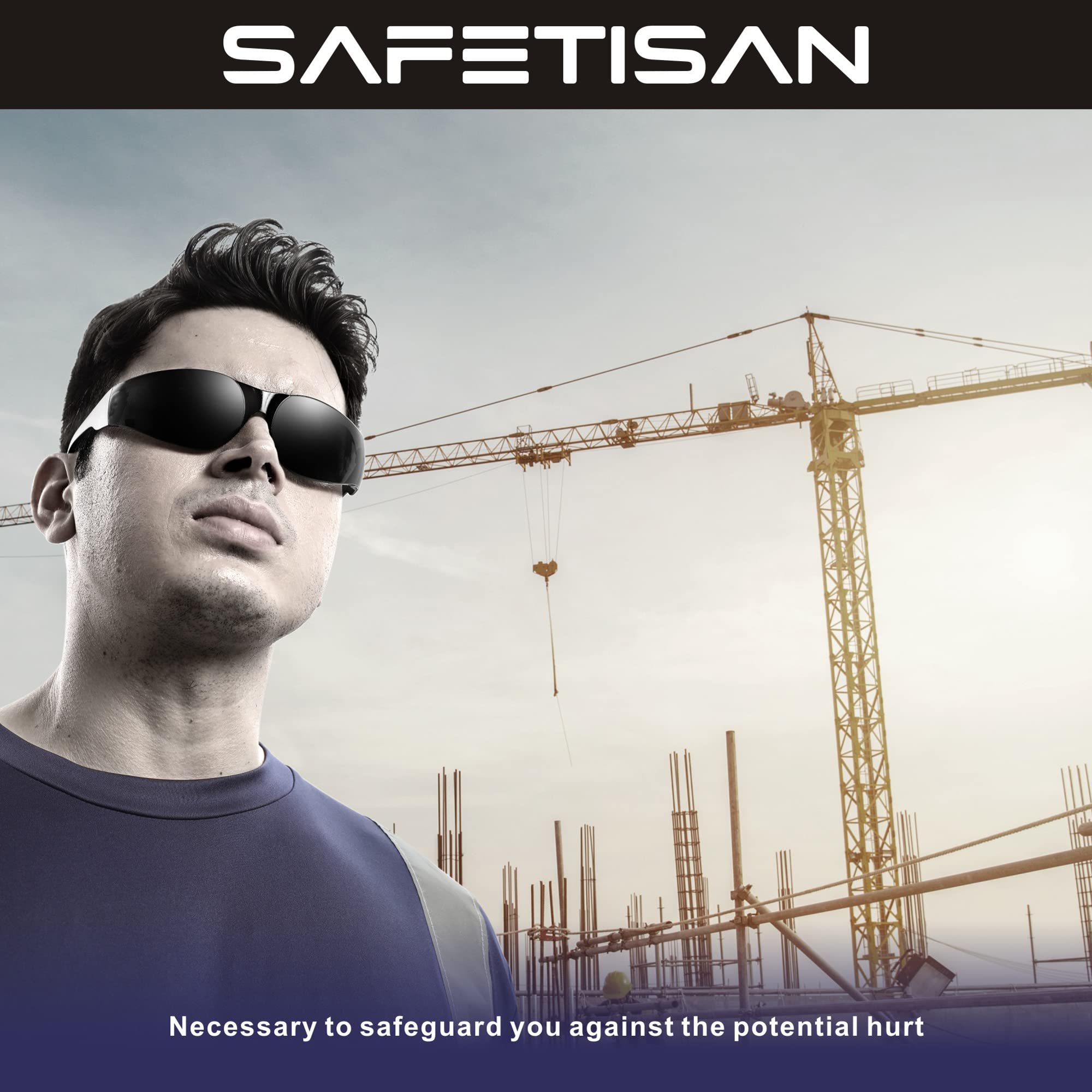 SAFETISAN Tinted Safety Glasses Bulk, 24 Pack, Protective Shaded Safety Goggles, UV Protection Sunglasses, Scratch & Impact Resistant Dark Smoke Lense | Perfect for Construction, Shooting, Lab Work