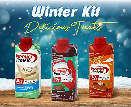 Premier Protein Shake | Winter Special - 3 flavors (12 Pack) | Winter Mint Chocolate, Pumpkin Spice and Cake Batter Delight | Niro Assortment