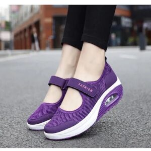 JITUUE Women's Comfort Working Nurse Shoes Adjustable Breathable Walking Non Slip Shoes for Women Buffer Fitness Casual Nursing Orthotic Lightweight Shoes(Purple,US 9