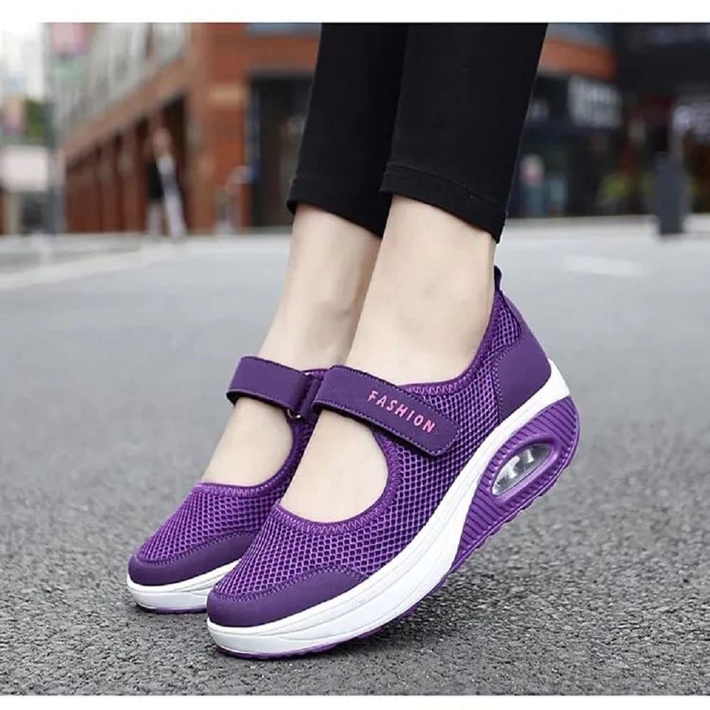 JITUUE Women's Comfort Working Nurse Shoes Adjustable Breathable Walking Non Slip Shoes for Women Buffer Fitness Casual Nursing Orthotic Lightweight Shoes(Purple,US 9