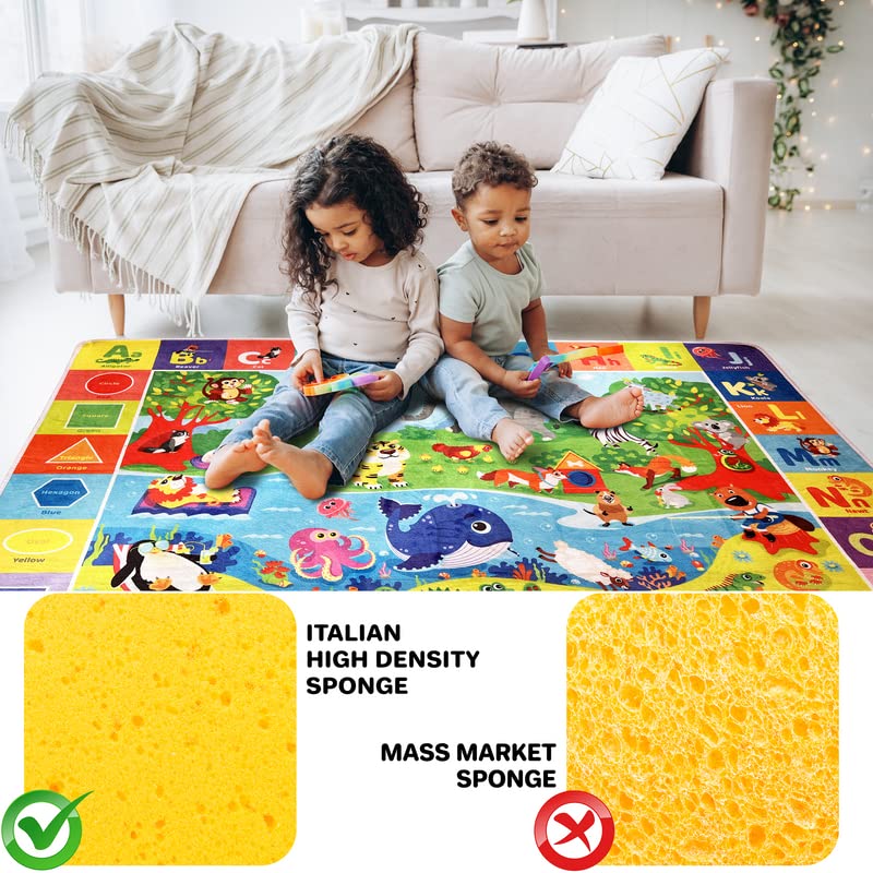 QUOKKA Baby Play Mat for Floor - Super Soft Plush Surface ABC Playmat for Toddlers & Infants - Extra Thick (0.8cm) Large Padded Non-Slip Nursery Rug for Crawling & Playing - Foldable Gift Mat