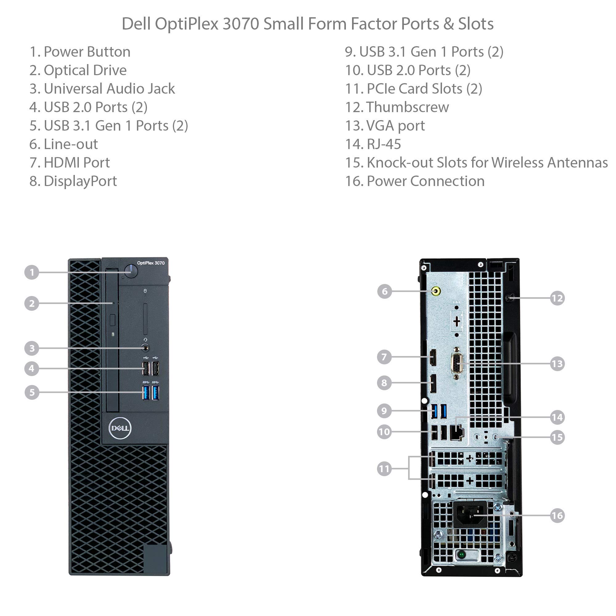 Dell OptiPlex 3070 SFF Small Form Factor Desktop - 9th Gen Intel Core i7-9700 8-Core CPU up to 4.70GHz, 16GB DDR4 Memory, 512GB SSD, Intel UHD Graphics 630, DVD Burner, Windows 10 Pro (Renewed)