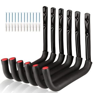 naikozmo garage storage ladders hooks, 6 pack heavy duty utility hanger, 9.8in wall mount rack safely holds 50 pounds