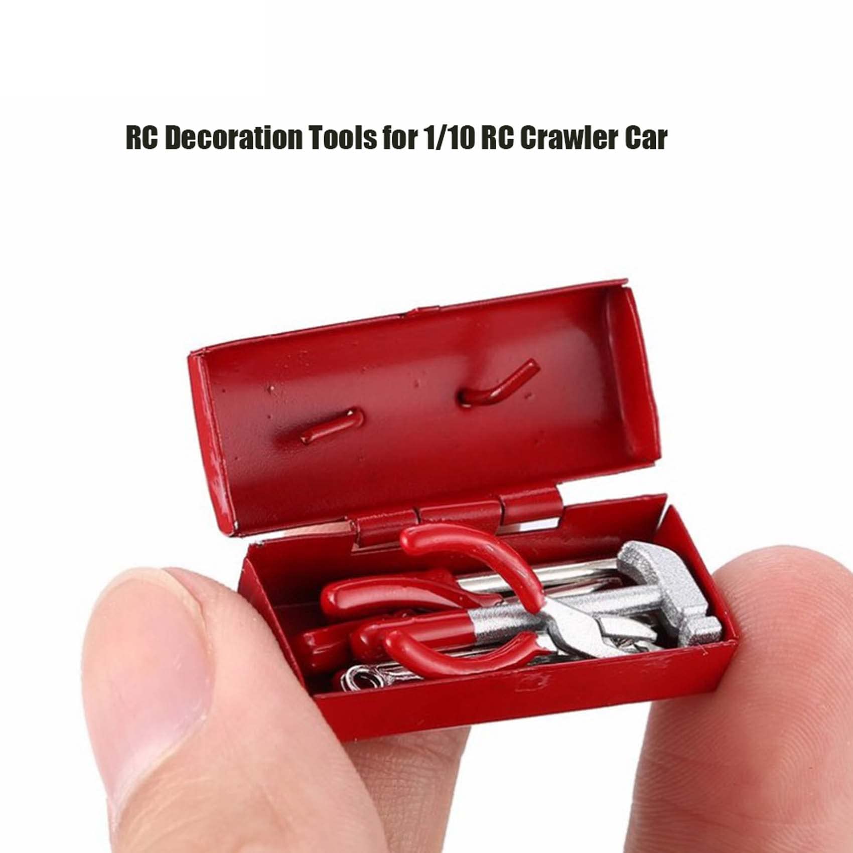 LAFEINA 1:10 RC Crawler Decoration Tools Mini Decorative Wrench Hammer Screwdriver Toolbox for 1/10 RC Crawler Car SCX10 D90 D110 TF2 TRX4