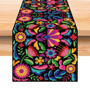 linen mexican fiesta table runner 72 inches long cinco de mayo tablecloth dia de los muertos decor day of the dead decoration and supplies for home