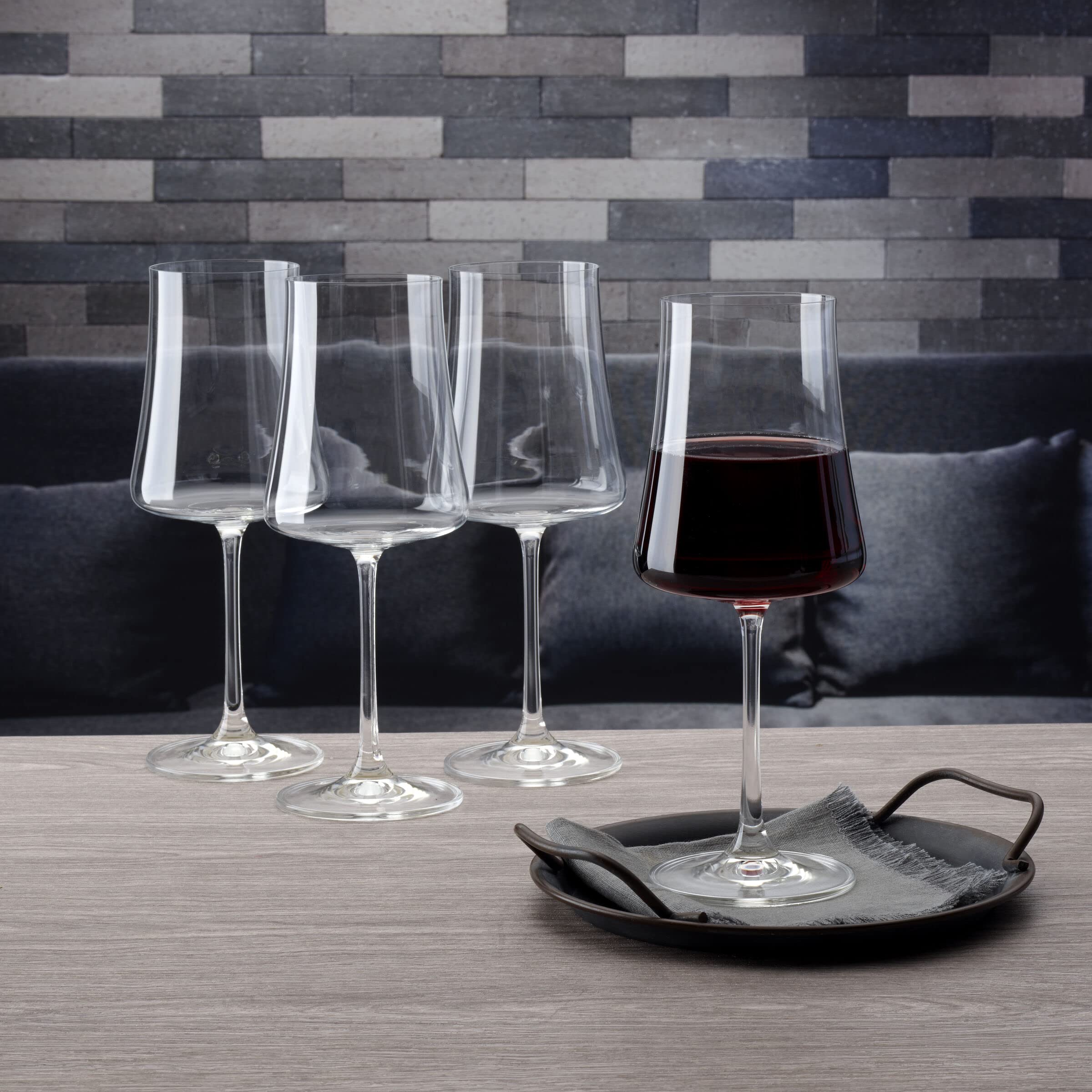 Mikasa Aline Set of 4 Red Wine Glasses, 4 Count (Pack of 1), Clear