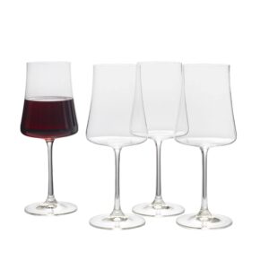 Mikasa Aline Set of 4 Red Wine Glasses, 4 Count (Pack of 1), Clear