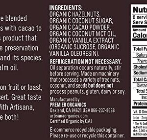 Artisana Organics Hazelnut Cacao Spread, 9.5 oz | No Palm Oil, Sweetened with Coconut Sugar