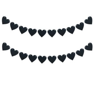 fazhbary 2 pack black felt heart garland banner for valentines banner gothic decor farewell wedding anniversary party decorations