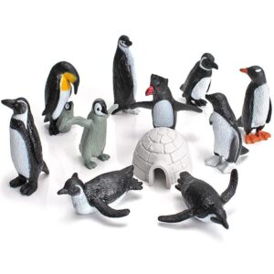 BLAPNK 11PCS Realistic Penguin Figurines, Miniature Antarctic Animal Penguin Figures Easter Eggs Cake Toppers Christmas Birthday Gift for Kids Toddlers