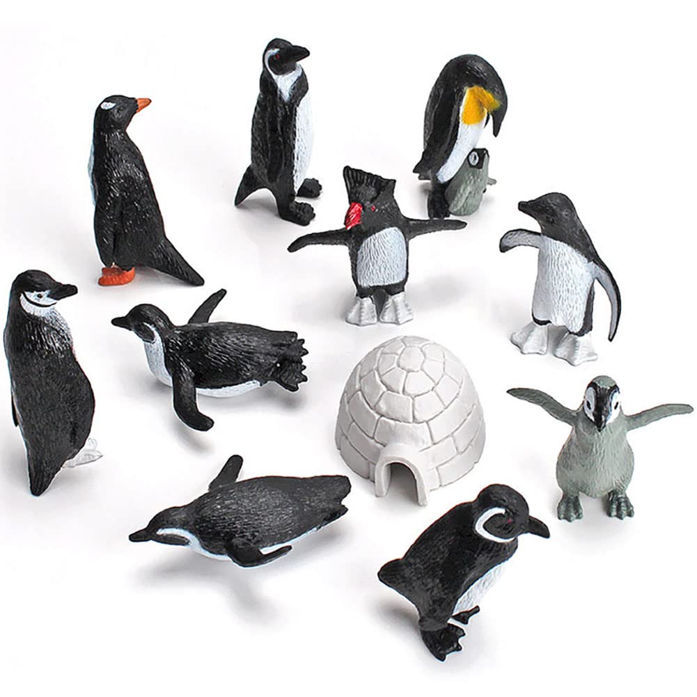 BLAPNK 11PCS Realistic Penguin Figurines, Miniature Antarctic Animal Penguin Figures Easter Eggs Cake Toppers Christmas Birthday Gift for Kids Toddlers