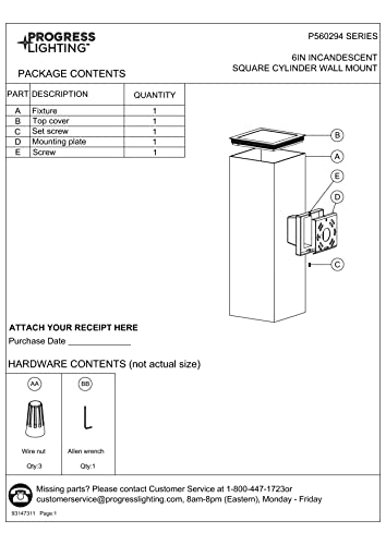 Outdoor 6 in. Square Cast Aluminum Modern Cylinder with Up and Down Light Wall Lantern Antique Bronze