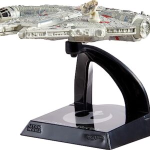 Hot Wheels Star Wars Starships Select Millennium Falcon Vehicle, Premium Collectible Replica with Movable Part & Display Stand