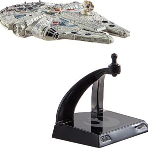 Hot Wheels Star Wars Starships Select Millennium Falcon Vehicle, Premium Collectible Replica with Movable Part & Display Stand