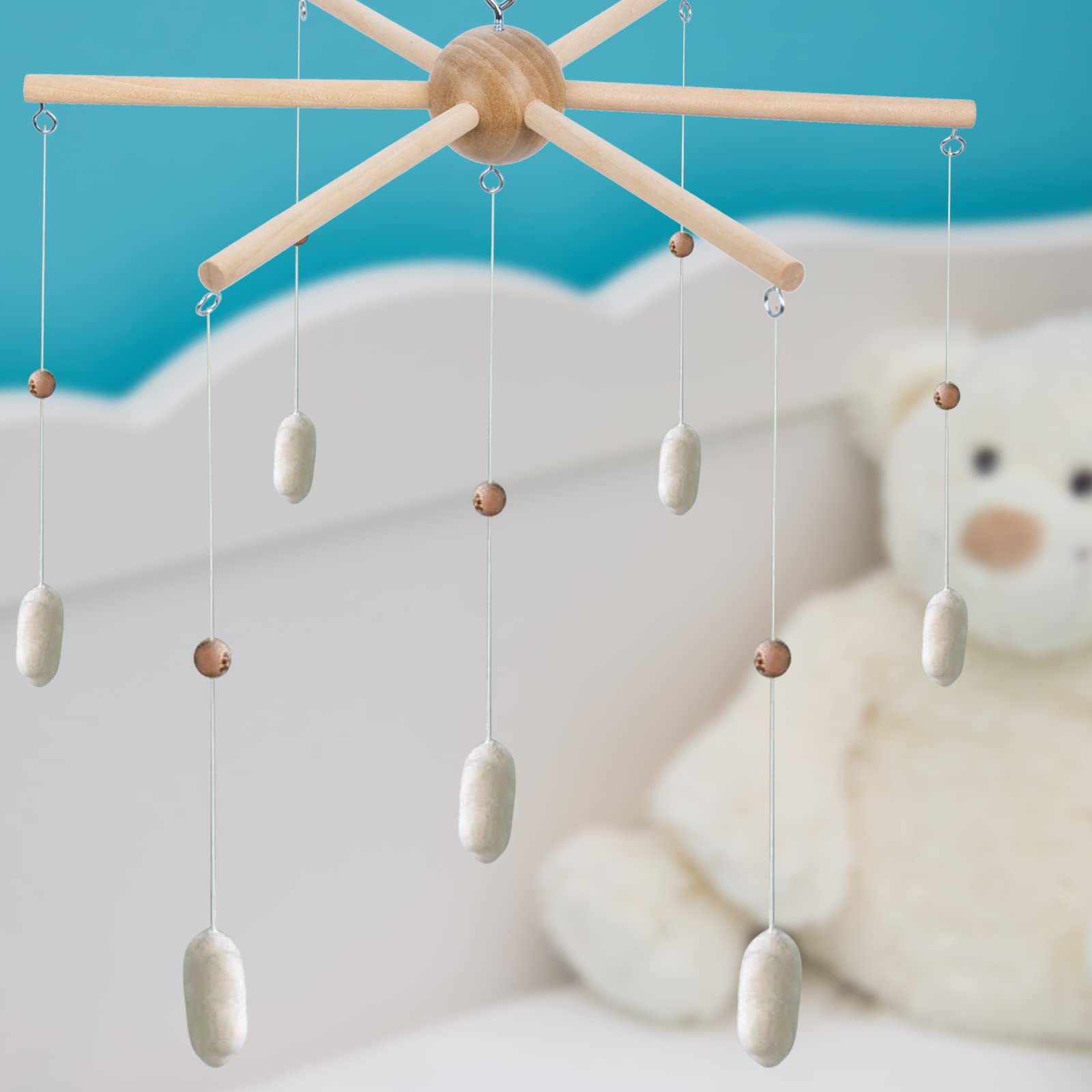 Yimisya Wooden Mobile Frame Kit Natural Wood Bed Bell Wind Chimes Baby Crib Hanger Frame Baby Bedroom Ceiling Mobiles Toy Decoration Newborn Gift (Style A)