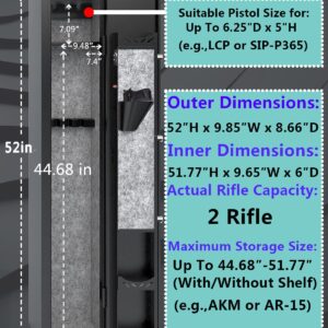 KAER Gun Safes Rifle Digital Quick Access Firearm Safe with 180-Degree Full Access Door and Removable Shelf for 2 Home Rifles with Pistols Rack