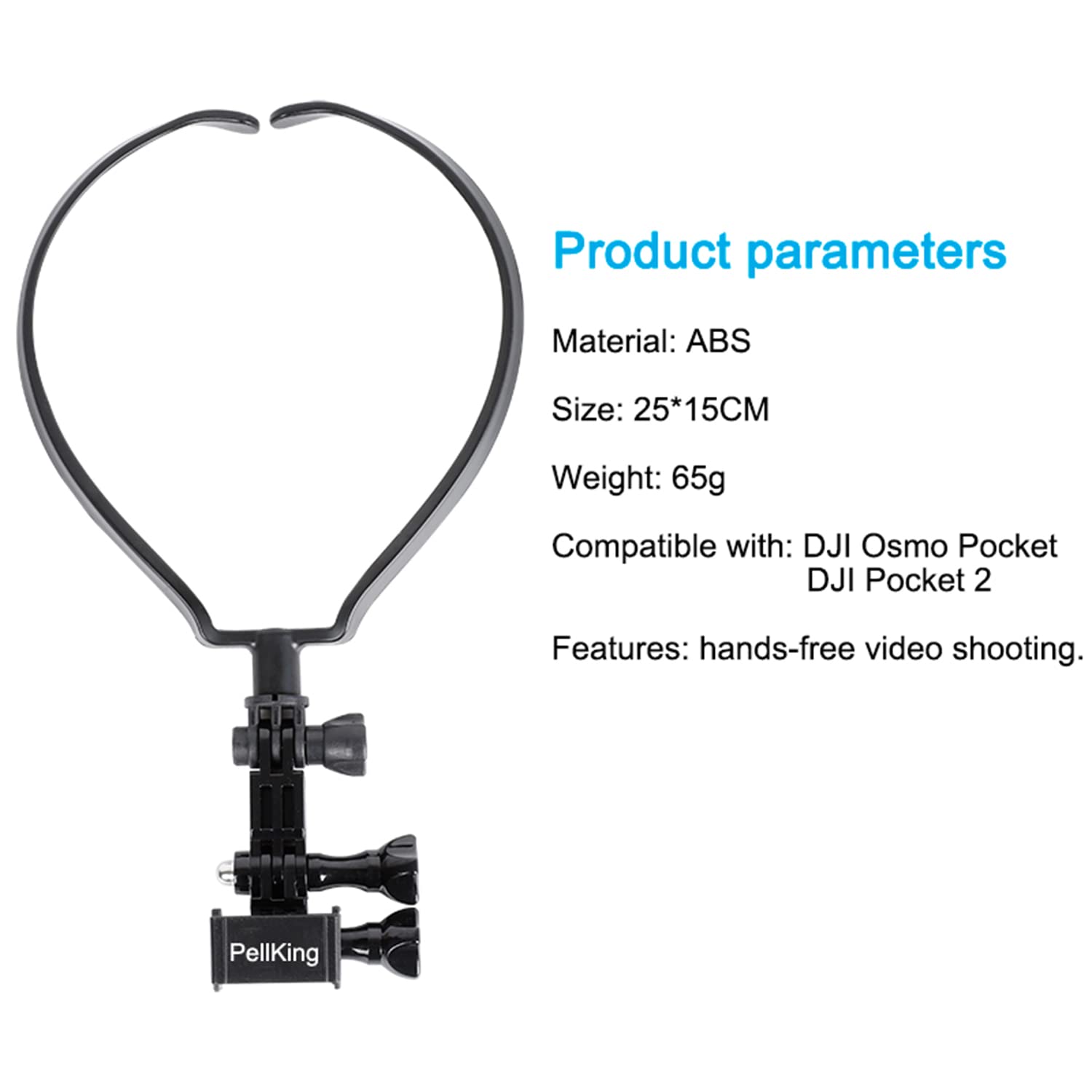 PellKing Neck Mount Holder Compatible with DJI Pocket 2 and DJI Osmo Pocket 1, with Frame Extension Arm POV Chest Holder Acceeories for First-View Shooting