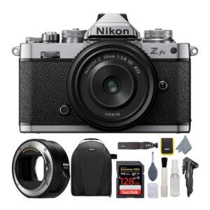 nikon z fc dx-format mirrorless camera body with nikkor z 28mm f/2.8 lens (se) bundle with ftz ii mount adapter, camera bag, memory card and photography cleaning kit (5 items)