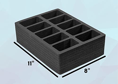 Polar Whale 4 Large Compact Organizer Stands Premium Durable Black Foam Tray Washable Waterproof Insert Storage for Home Bathroom Bedroom Cosmetic 11 x 8 x 3 Inches 10 Compartments