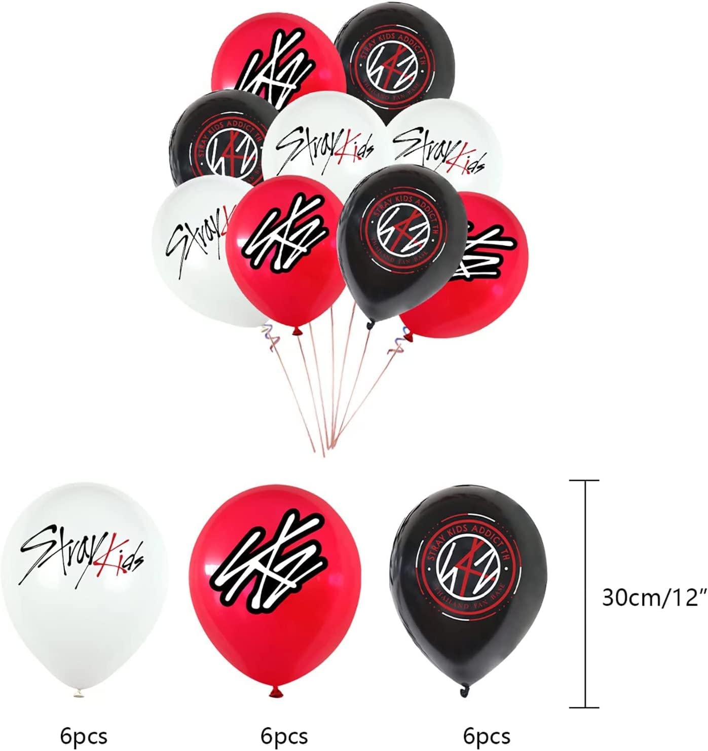 STRAY-KIDS Birthday Party Supplies,STRAY-KIDS Birthday Decorations Gift Set - STRAY-KIDS Banner,18PCS Balloons,Cake Toppers,21PCS Cupcake Toppers Perfect for Boys and Girls(Red)