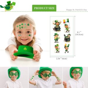 AOYOO St Patricks Day Tattoos, 20 Unique Sheets Shamrock Patterned Tattoos Sickers, St. Patrick's Day Face Tattoos for Kids, Irish Parade and Party Favors Decoration