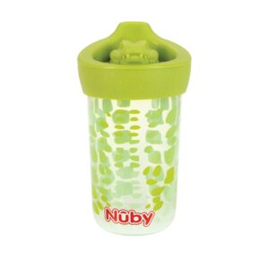 nuby no spill 3d character sippy cup with soft touch flo silicone top, 12 ounce, alligator