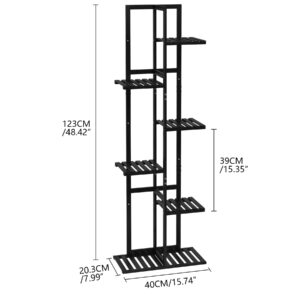 Laiensia Bamboo Plant Stand Rack 6 Tier,Multiple Stand Holder Shelf Rack, Indoor&Outdoor Planter Display Shelves for Patio Garden, Living Room, Corner Balcony and Bedroom,Black