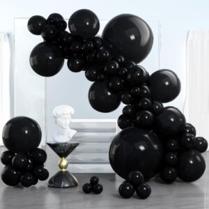 partywoo black balloons, 100 pcs matte black balloons different sizes pack of 36 inch 18 inch 12 inch 10 inch 5 inch black balloons for balloon garland or balloon arch as party decorations, black-y18