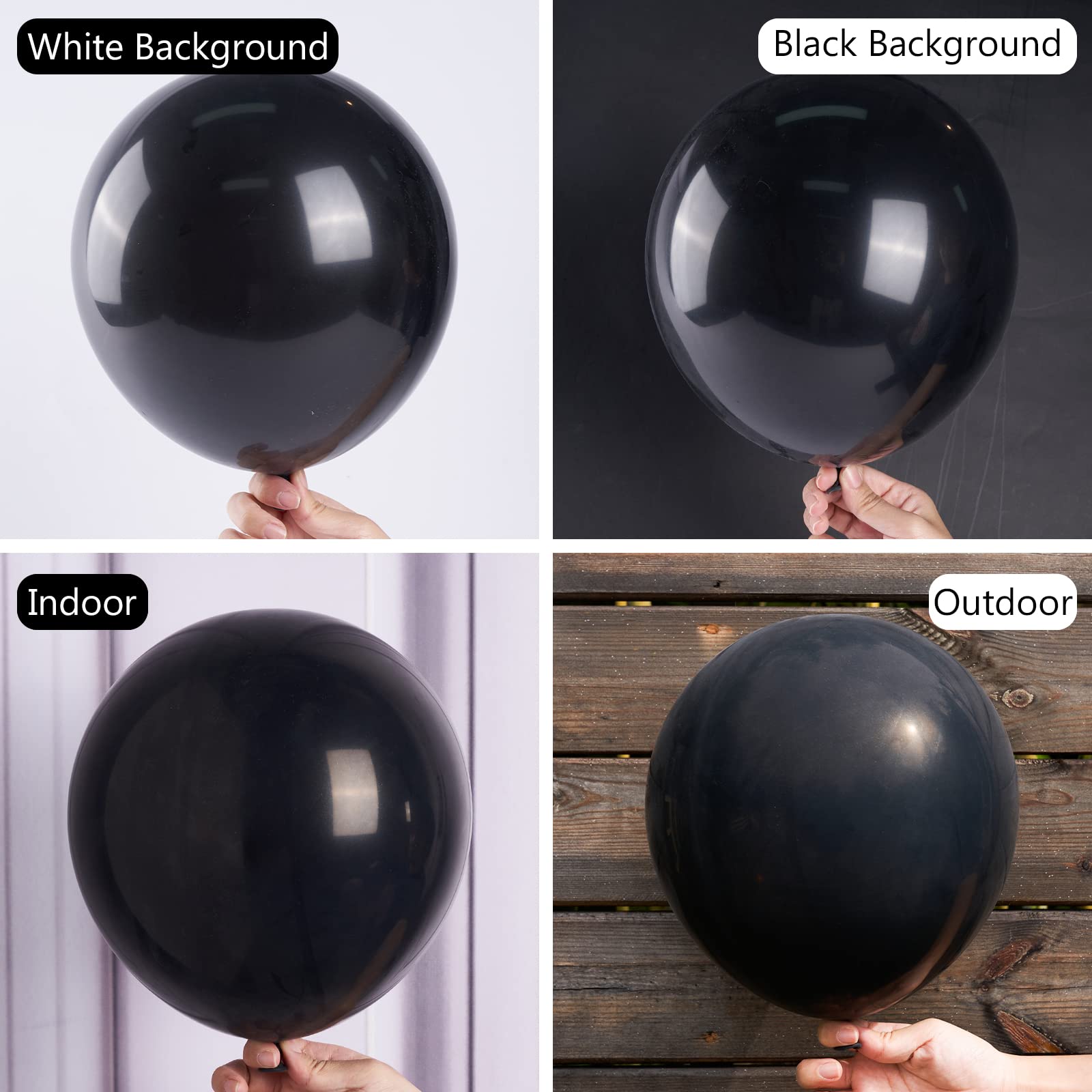 PartyWoo Black Balloons, 100 pcs Matte Black Balloons Different Sizes Pack of 36 Inch 18 Inch 12 Inch 10 Inch 5 Inch Black Balloons for Balloon Garland or Balloon Arch as Party Decorations, Black-Y18