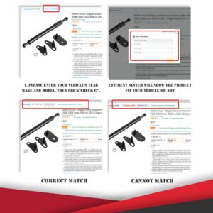 Truck Tailgate Assist Accessories Compatible with 2009-2018 Dodge Ram 1500 and 2019-2024 Ram 1500 Classic, 2010-2024 Ram 2500 3500 Tailgate Damping Strut Accessories